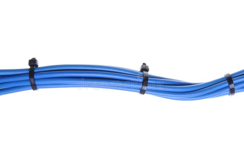 Blue Electrical Cables with Cable Ties Stock Image - Image of idea ...
