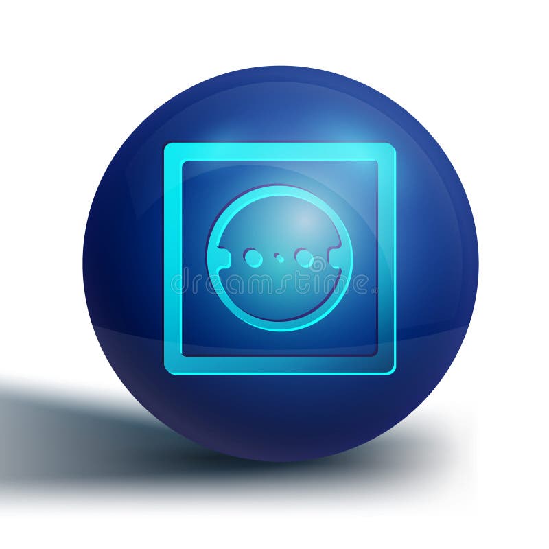 Blue Electrical Outlet Icon Isolated on Blue Background. Power Socket ...