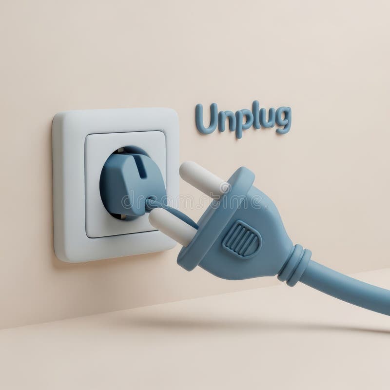 Blue Electrical Plug and Socket with Unplug Text Electricity Power Stock Illustration ...