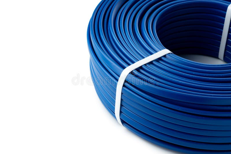 Blue Electrical Wire Roll Isolated on White Background Stock Image ...