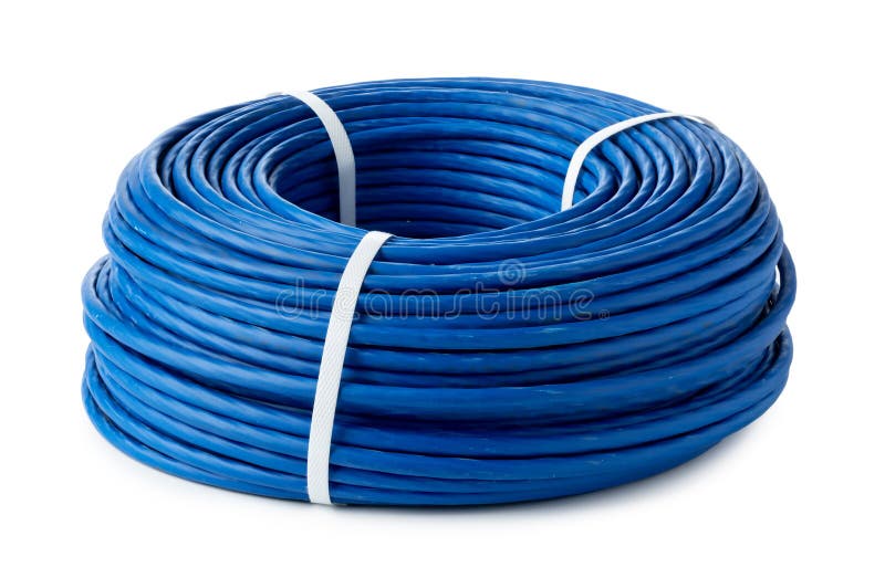 Blue Electrical Wire Roll Isolated on White Background Stock Image ...