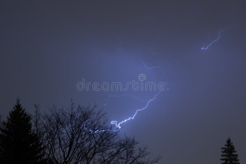 Blue electricity stock photo. Image of storm, tree, night - 633748