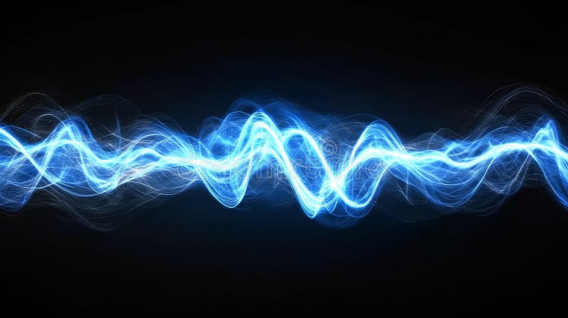 Blue Electrification Abstract Light Trails on a Dark Background, Energy ...
