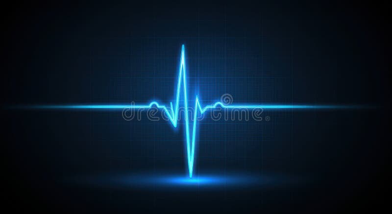 A Blue Electrocardiogram (ECG) Line Graphically Represents a Heartbeat ...