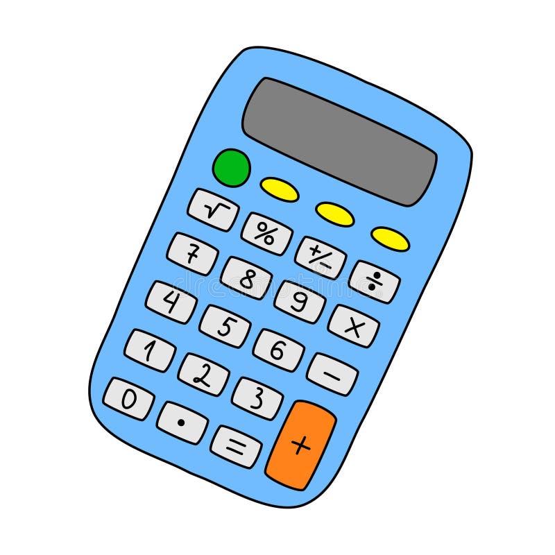 Blue Electronic Calculator, Back To School Concept, Doodle Style Vector ...