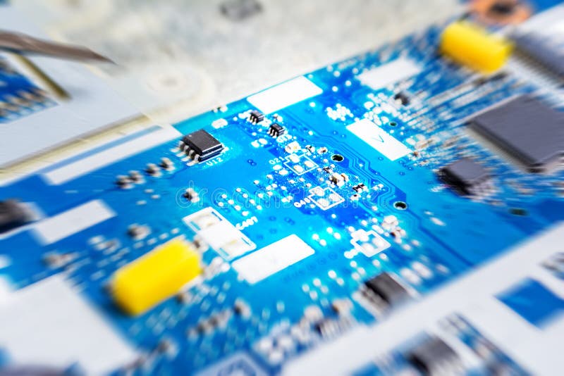 Blue electronic circuit stock photo. Image of blue, printed - 63584562