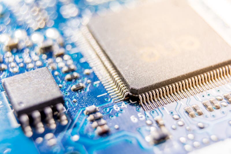 Blue electronic circuit stock photo. Image of blue, hardware - 63453442