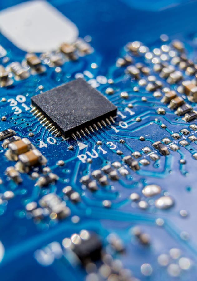 Blue electronic circuit stock photo. Image of electronic - 64557264