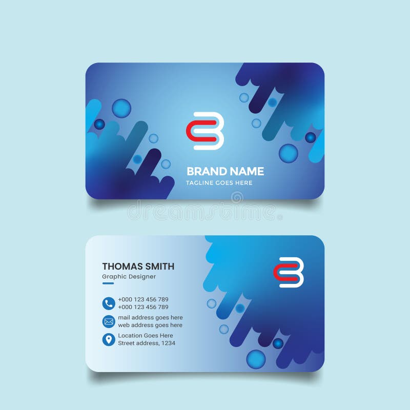 Blue Elegant Business Card Design Template Vector Stock Vector ...