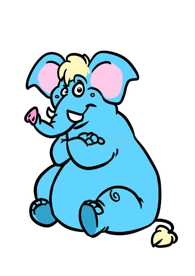 Blue Elephant Character Smile Happiness Illustration Stock Illustration ...