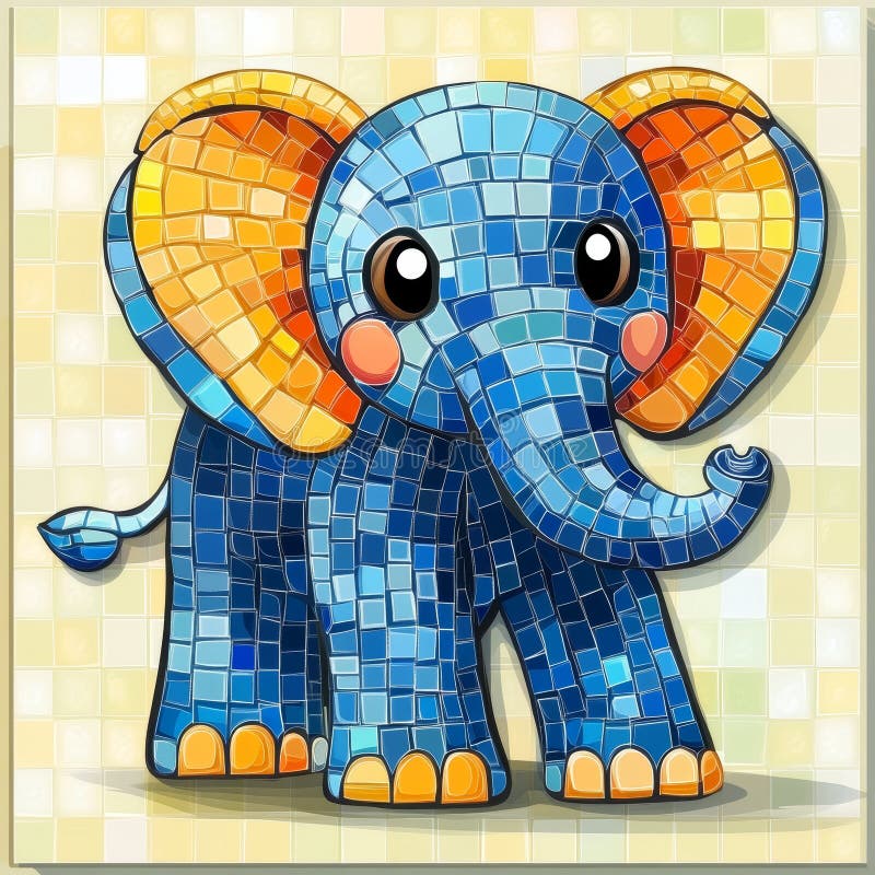 Blue Elephant with Yellow Spots is Standing on a Yellow Background ...