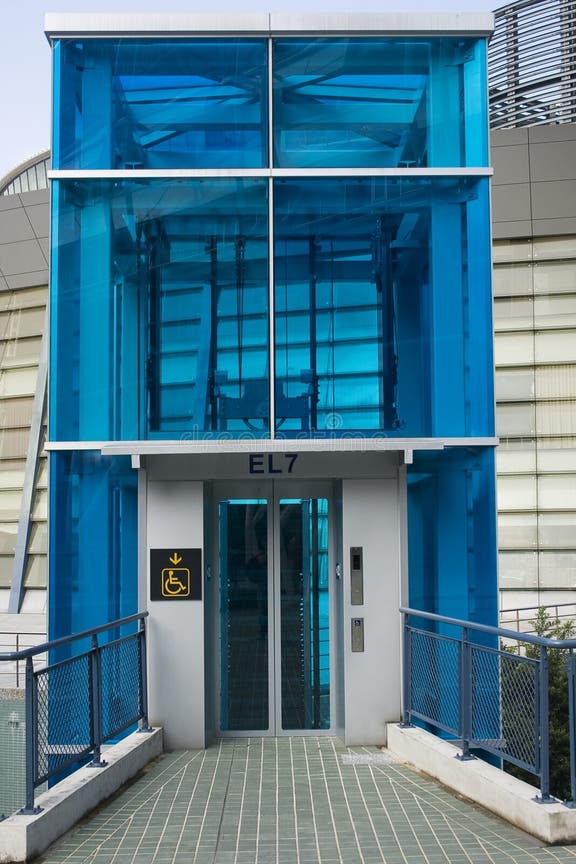 Blue Elevator stock photo. Image of modern, glass, elevator - 11859062