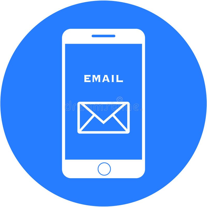 Blue Email Design in a Flat Round Button Stock Illustration ...