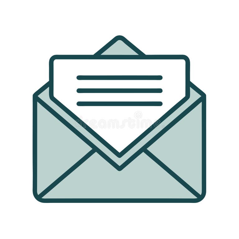 Blue Email Icon: Open Envelope with Letter, Message, Mail, Send ...