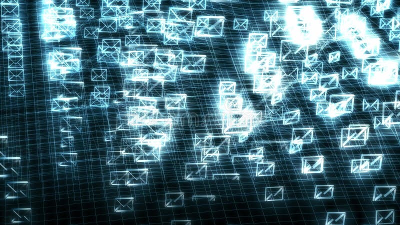 Blue Email Icons Floating on Grid Stock Footage - Video of computer ...