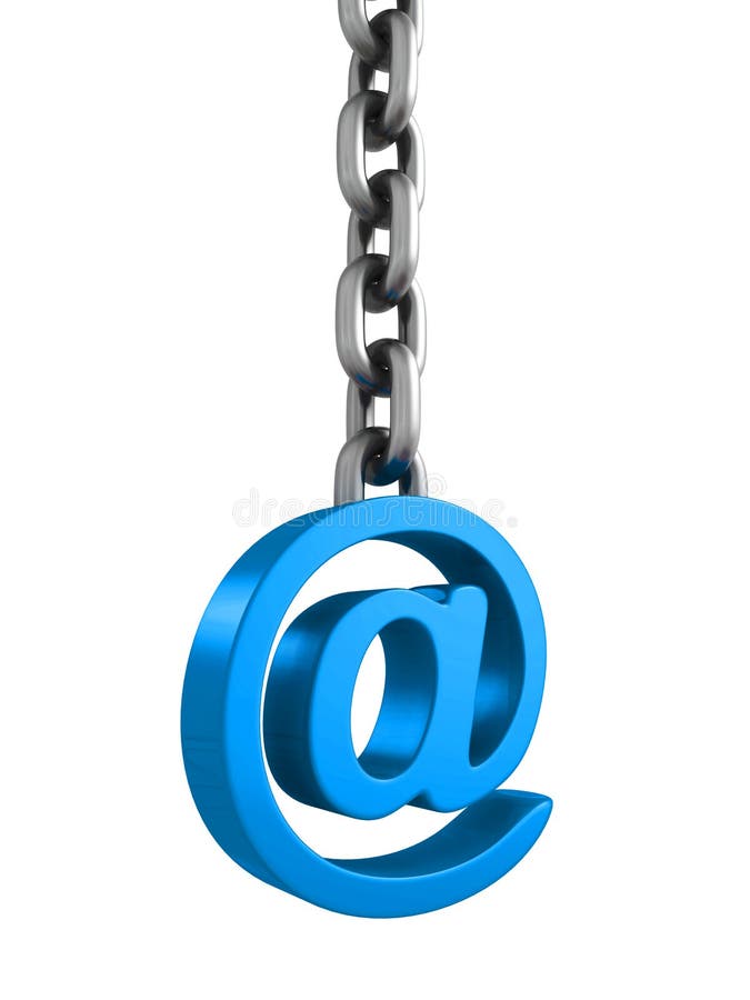 Blue Email at Symbol on Metallic Chain Stock Illustration ...