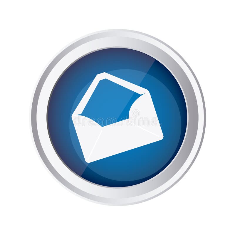 Blue Emblem Open Message Envelope Icon Stock Illustration ...