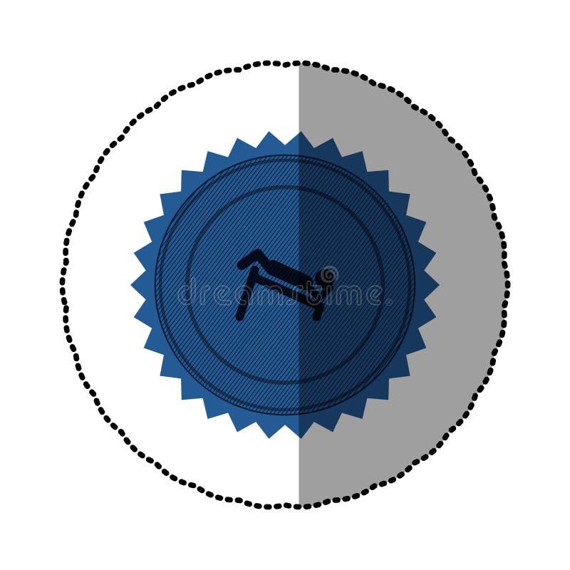 Blue Emblem Person Do Exercise Gym Stock Illustration - Illustration of ...