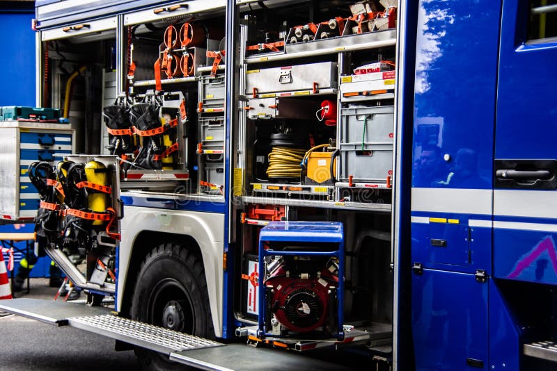 Blue Emergency Vehicle of the THW Stock Image - Image of technology ...