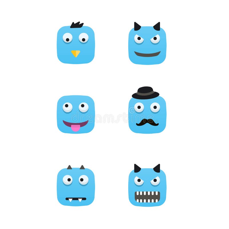 Bat Emoticons with Different Emotions Icon. 6 Kinds of Vector Smileys ...