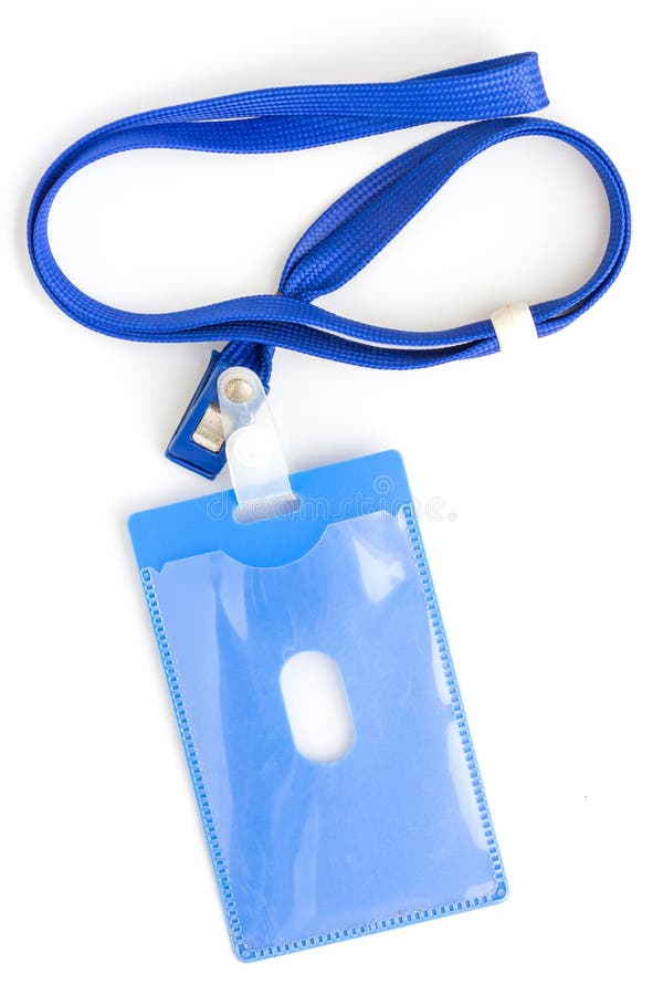 Blue Employee Card on White Stock Photo - Image of neck, contact: 86520466