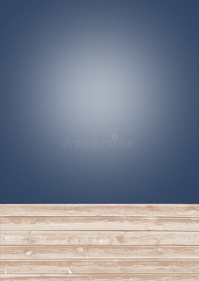 Blue Empty Background with Light and Wooden Planks Texture. Stock Image ...