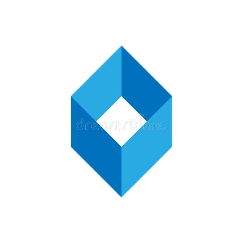 Blue Empty Box Logo Template. Simple Geometric Shape Logotype Stock ...
