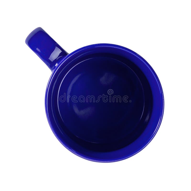 Blue Empty Ceramic Mug on White Isolated, Top View Stock Image - Image ...