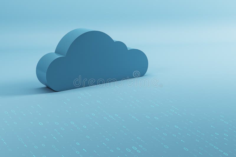 Blue Empty Cloud Figure Standing on a Light Blue Surface, Data and ...