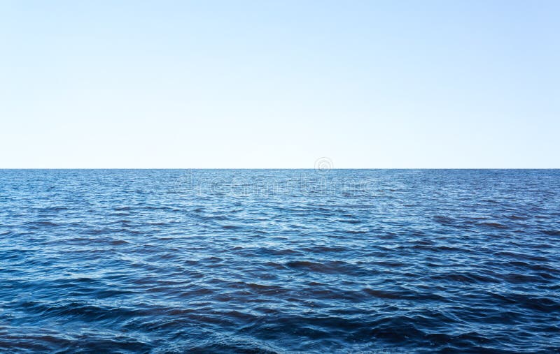 Blue Empty Ocean, Lake, Clear Horizon, Blue Sky Background Stock Image ...