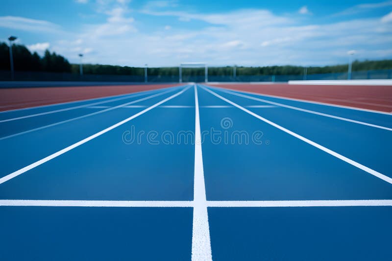 Blue Empty Racing Track in Empty Stadium Stock Illustration ...