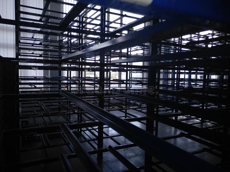 Empty racks in warehouse stock image. Image of modern - 11472359
