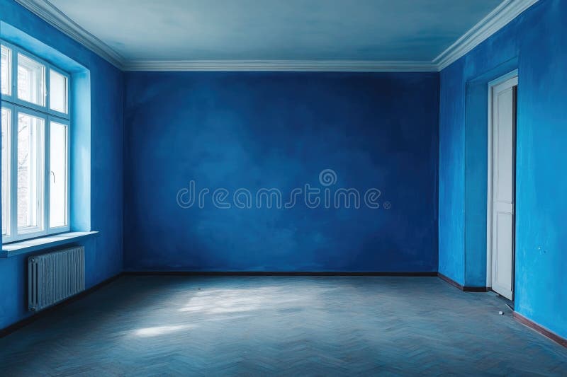 Blue Empty Room stock image. Image of room, empty, modern - 366607849