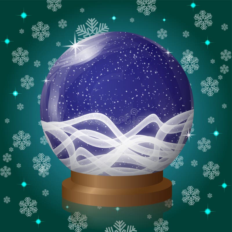 Blue Empty Snow Globe with Blizzard Retro Design Stock Vector ...