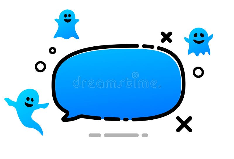 Blue Speech Bubble with Cute Flying Ghosts Stock Vector - Illustration ...