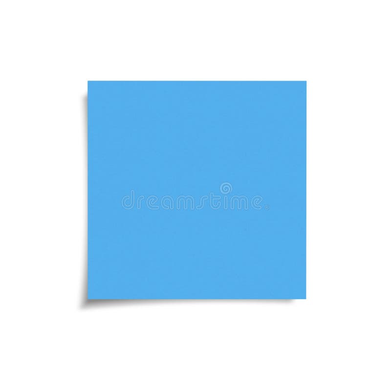 Blue Empty Sticky Note with Shadow Front View Stock Image - Image of ...