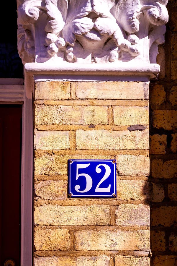 House Number 52 on a Brick Wall Stock Photo - Image of street, numeral ...