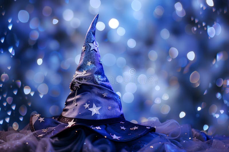 Blue Enchantment: Starry Night Wizard Hat Stock Image - Image of ...
