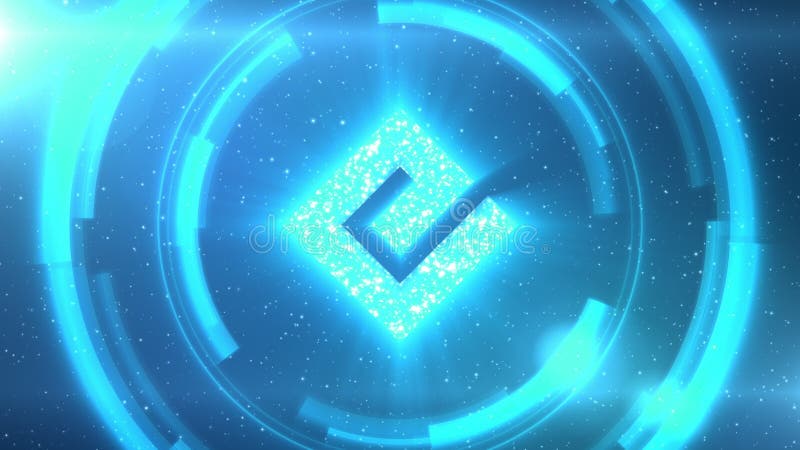 Blue Energi Symbol on Space Background with HUD Elements. Seamless Loop ...