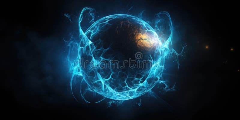 A blue energy ball stock illustration. Illustration of earth - 306366610