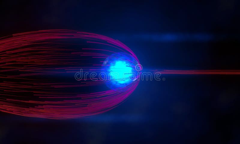 Blue Energy Ball Pushes Away Particles Stream Stock Illustration ...