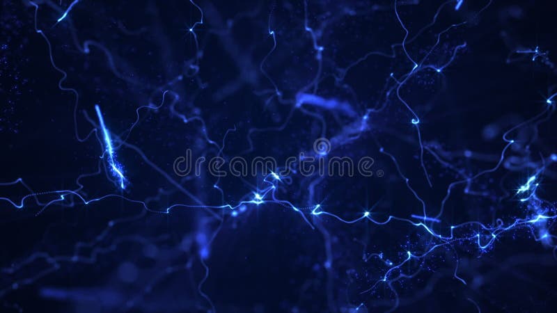 Blue Energy Beams and Exploding Particles Technology Background Stock ...