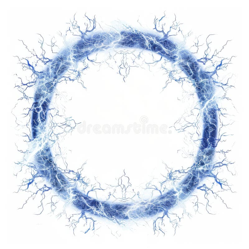Blue Energy Circle with Electric Lightning Isolated on White Background ...