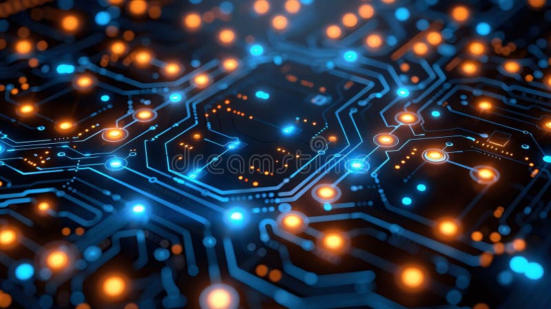 Blue Energy Circuits, Digital Innovation Theme. Stock Illustration ...