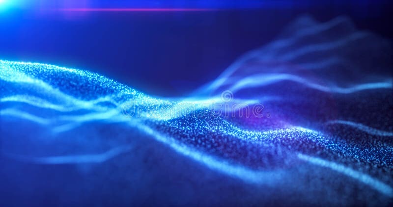 Blue Energy Glowing Magic Waves from Particles of Lines with Light Rays ...