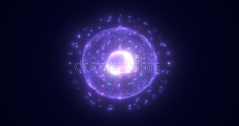 Blue Energy Glowing Sphere Futuristic Atom from Electric Magic ...