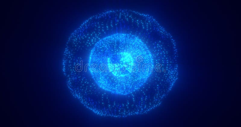 Blue Energy Glowing Sphere Futuristic Atom from Electric Magic ...