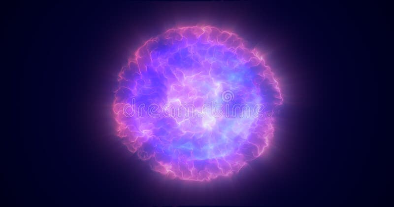 Blue Energy Glowing Sphere Futuristic Atom from Electric Magic ...