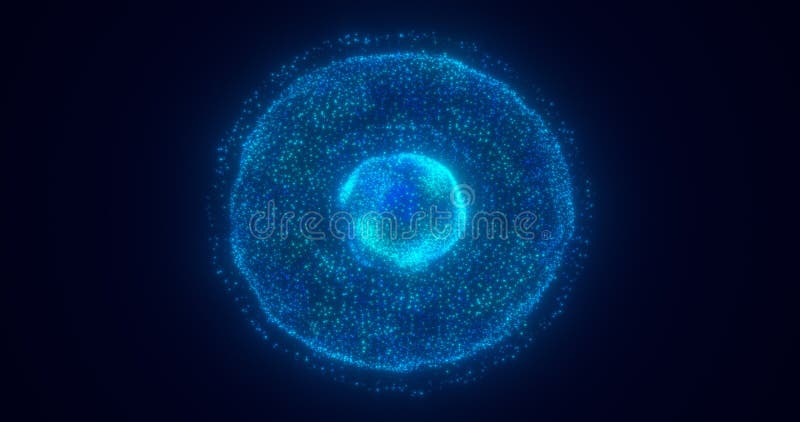 Blue Energy Glowing Sphere Futuristic Atom from Electric Magic ...