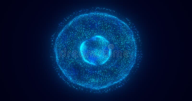 Blue Energy Glowing Sphere Futuristic Atom from Electric Magic ...